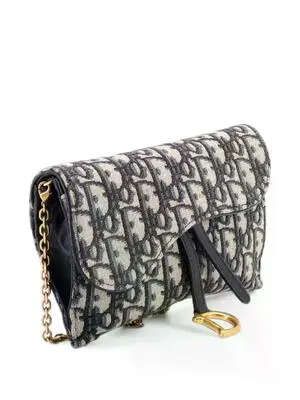 Dior Oblique Canvas Saddle Chain Wallet Crossbody Bag