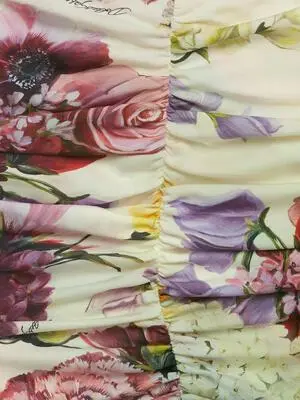 Dolce & Gabbana Floral-print Ruched Mini Skirt