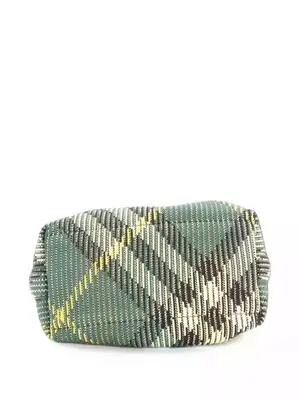 Burberry Peg Handle Knit Check Fabric Mini Satchel
