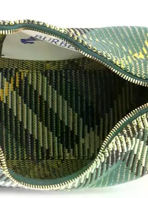 Burberry Peg Handle Knit Check Fabric Mini Satchel