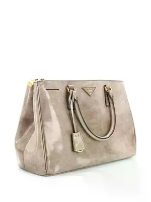 Prada Double Zip Lux Spazzolato Leather Medium Tote Bag