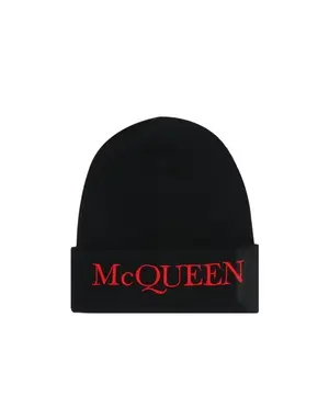 Alexander McQueen Logo-embroidered Cashmere Beanie - Black