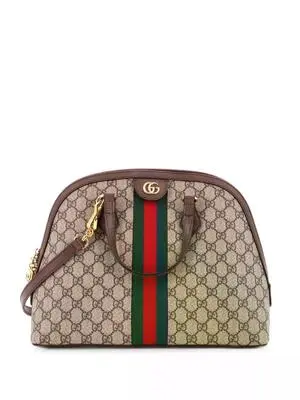 Gucci Ophidia Dome Top Handle Bag Gg Coated Canvas Medium Satchel - Brown