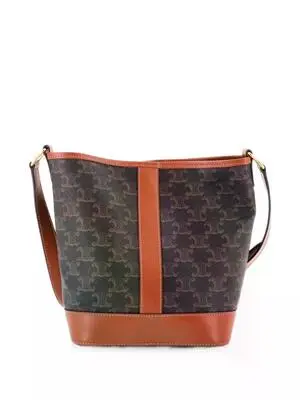 Celine Triomphe Coated Canvas Small Bucket Bag - Brown
