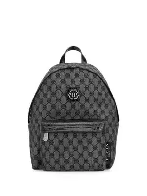 Philipp Plein Denim Backpack Jacquard Monogram - Grey