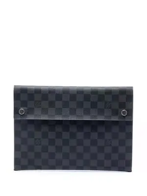 LOUIS VUITTON 2019 Damier Graphite Alpha Pochette Gm Clutch Bag - Black