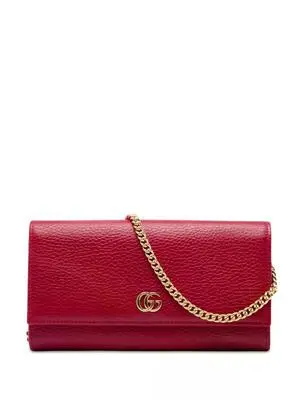 Gucci 2016-2026 Gg Marmont Calfskin Wallet On Chain Crossbody Bag - Red