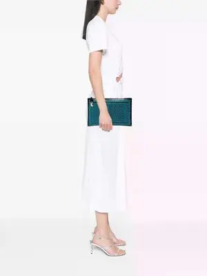 Prada Woven Goatskin Madras Zip Clutch Bag