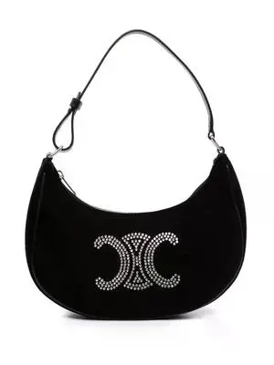Celine Velvet Strass Triomphe Ava Shoulder Bag