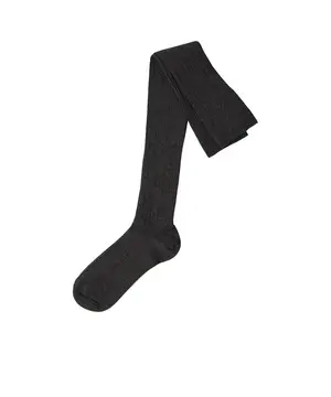 Brunello Cucinelli Stretch Cashmere Rib Knit Socks - Lignite Ash