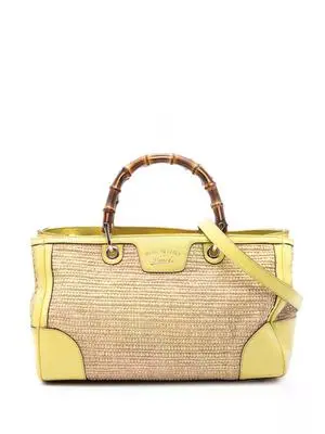 Gucci 2016-2026 Medium Raffia Bamboo Shopper Satchel - Neutrals