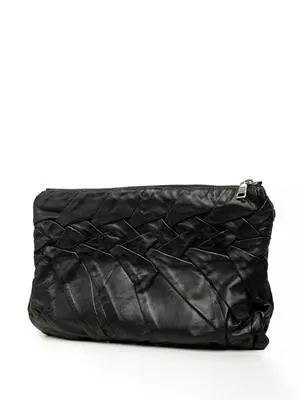 Prada Calfskin Diamond Pleated Clutch Bag