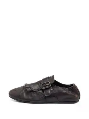 Prada Shuffle Fringed Monk Shoes - Brown