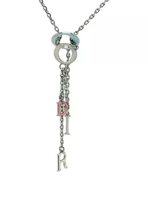 Dior Enamel Logo Tassel Necklace
