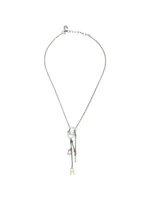 Dior Enamel Logo Tassel Necklace - Silver