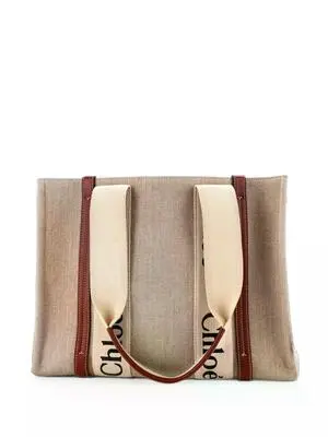 Chloé Woody Canvas And Leather Medium Tote Bag