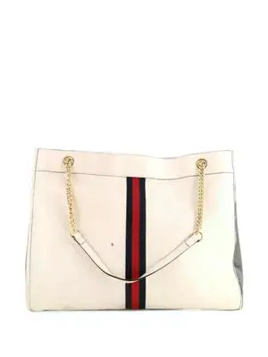 Gucci Rajah Chain Leather Large Tote Bag - White