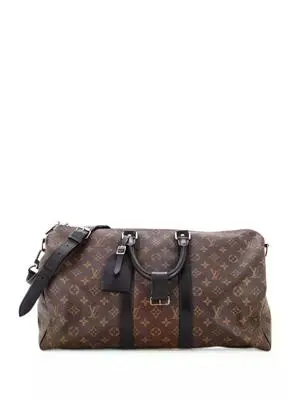 LOUIS VUITTON Keepall Bandoulière Macassar Monogram Canvas 45 Travel Bag - Black