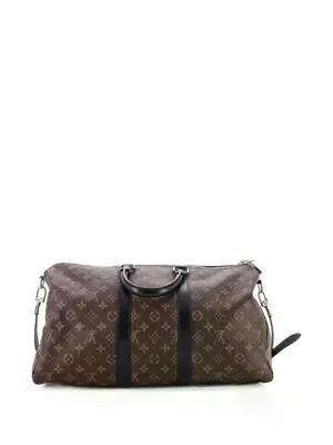 LOUIS VUITTON Keepall Bandoulière Macassar Monogram Canvas 45 Travel Bag - Black