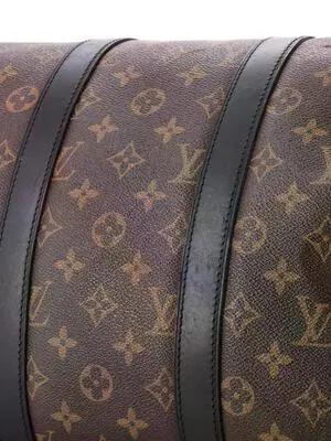 LOUIS VUITTON Keepall Bandoulière Macassar Monogram Canvas 45 Travel Bag - Black