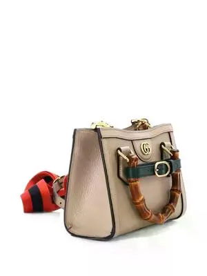 Gucci Diana Mini Bamboo Handle Tote Crossbody Bag - Neutrals