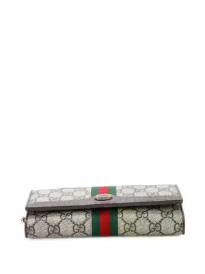 Gucci Ophidia Chain Wallet Gg Coated Canvas Crossbody Bag - Brown
