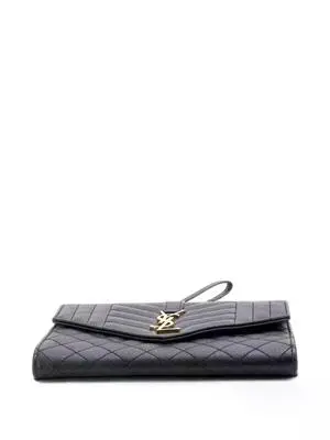 Saint Laurent Classic Monogram Envelope Wristlet Mixed Matelasse Leather Clutch Bag