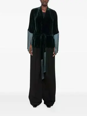 Antonelli Firenze Papavero Fringe-trim Belted Poncho - Green
