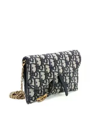 Dior Saddle Chain Wallet Oblique Canvas Crossbody Bag