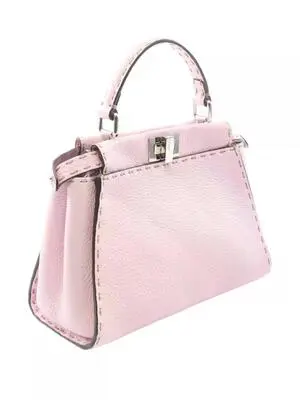 Fendi 2000-2010 Mini Leather Selleria Peekaboo Iconic Satchel - Pink