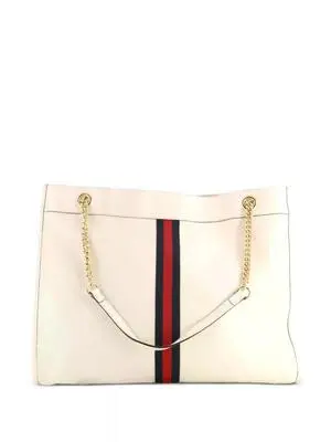 Gucci Rajah Chain Leather Large Tote Bag - White
