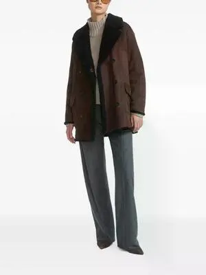YVES SALOMON Double-breasted Shearling Peacoat