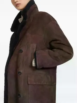YVES SALOMON Double-breasted Shearling Peacoat