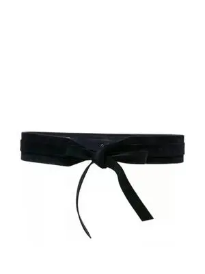 FERRAGAMO 1970s Bow-detail Suede Belt - Black