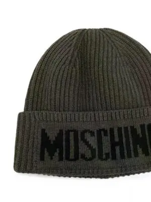 Moschino Logo-intarsia Ribbed-knit Beanie Hat