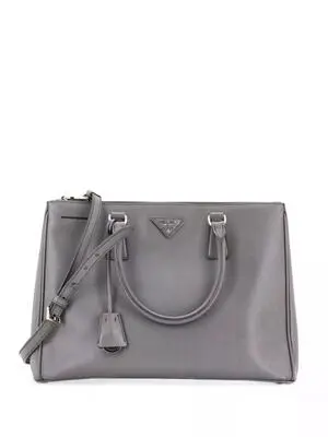 Prada Double Zip Lux Saffiano Leather Medium Tote Bag - Grey