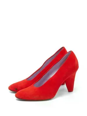 Celine Round-toe Block-heel Pumps - Red