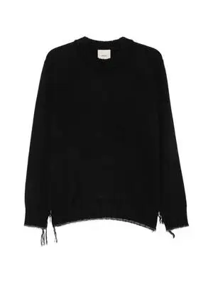 THE AMHANTE Ribbed-trim Raw-edge Sweater - Black