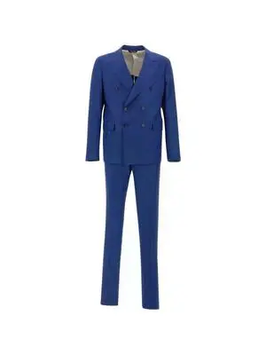Brian Dales Double-breasted Peak-lapel Suit - Blue