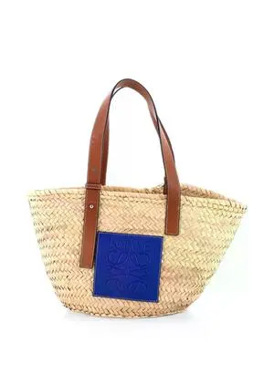 Loewe Basket Tote Raffia Medium Bucket Bag - Blue