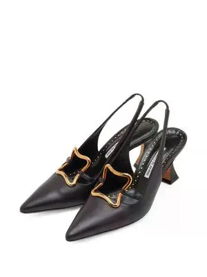 Manolo Blahnik Nikkal Buckle Slingback Pumps