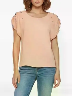 Miu Miu Embellished Crepe T-shirt - Orange