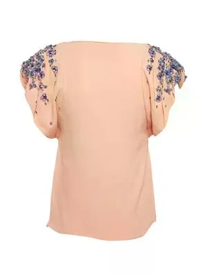 Miu Miu Embellished Crepe T-shirt - Orange