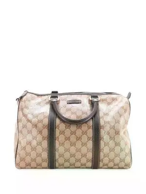 Gucci Joy Boston Bag Gg Coated Canvas Large Satchel - Brown