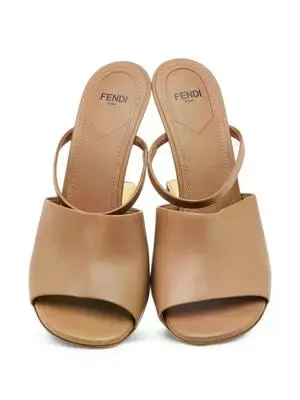 Fendi Brown Leather First Heeled Sandals