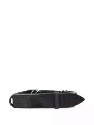 Orciani Nobuckle Crocodile-effect Suede Belt - Black