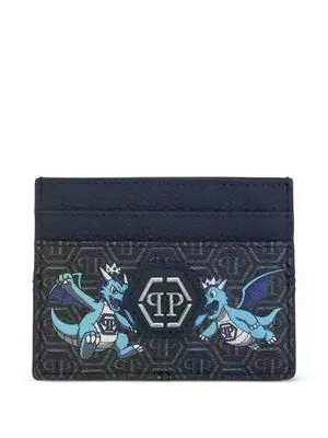Philipp Plein Dragons Monogram Card Holder - Blue