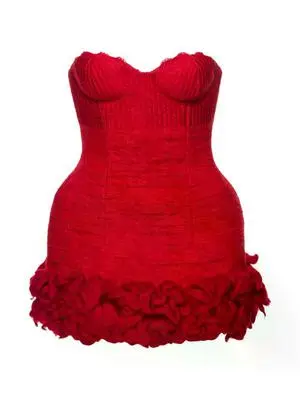 Magda Butrym Corset Ruffled Mini Dress - Red
