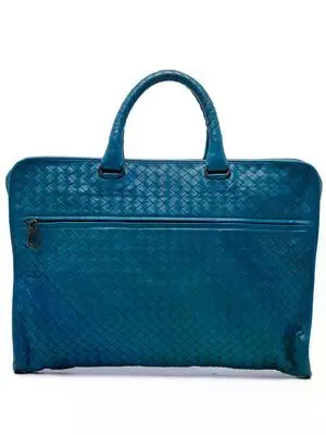 Bottega Veneta 2012-2026 Nappa Intrecciato Briefcase Business Bag - Blue