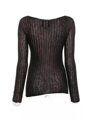 VANISE Ribbed-knit Long-sleeve Top - Brown